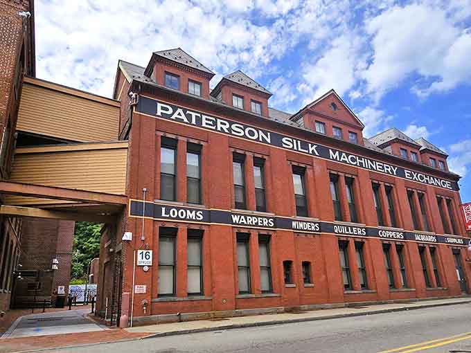 The Paterson Silk Machinery Exchange building stands proud, its industrial heritage written right across its brick facade.