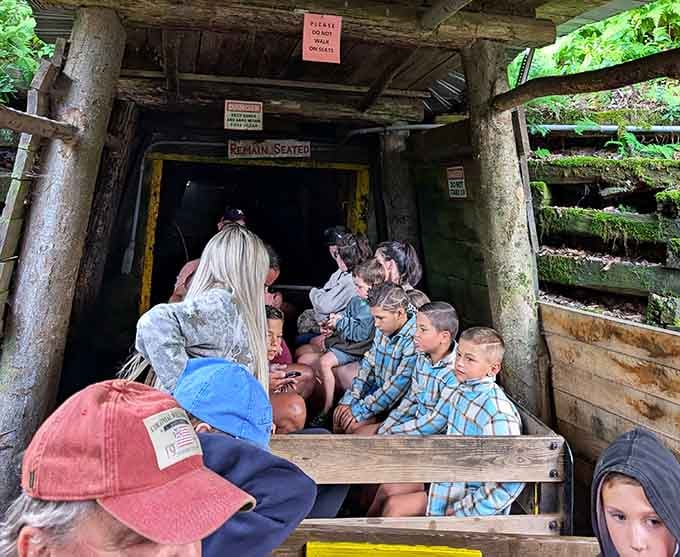 Visitors of all ages squeeze into authentic mine cars, experiencing history in the most literal way possible.