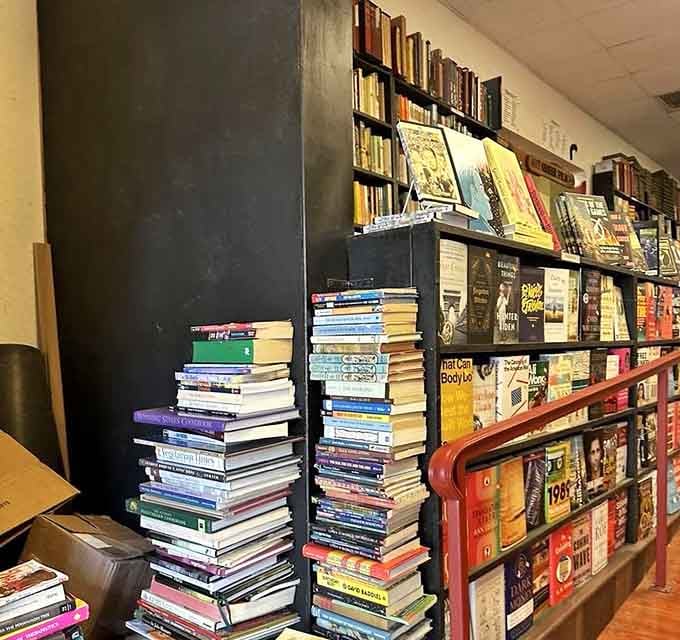 Stacks on stacks on stacks: this is what book lover heaven looks like, smells like, and feels like all at once.