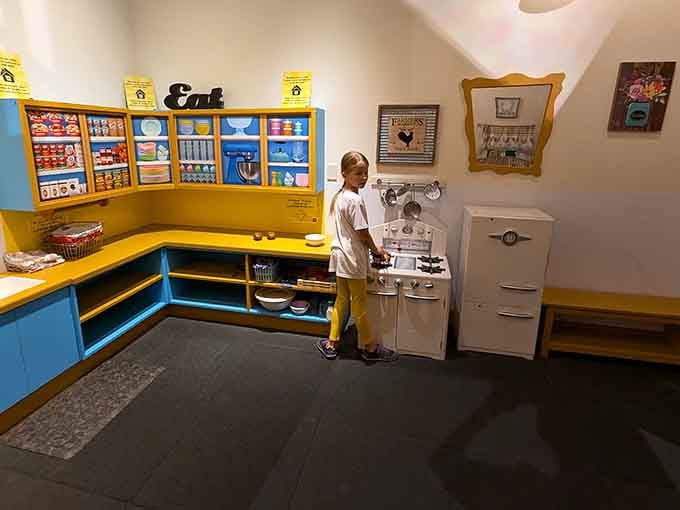 Kids can pretend to cook in a vintage kitchen, learning that SPAM has been feeding families for generations.