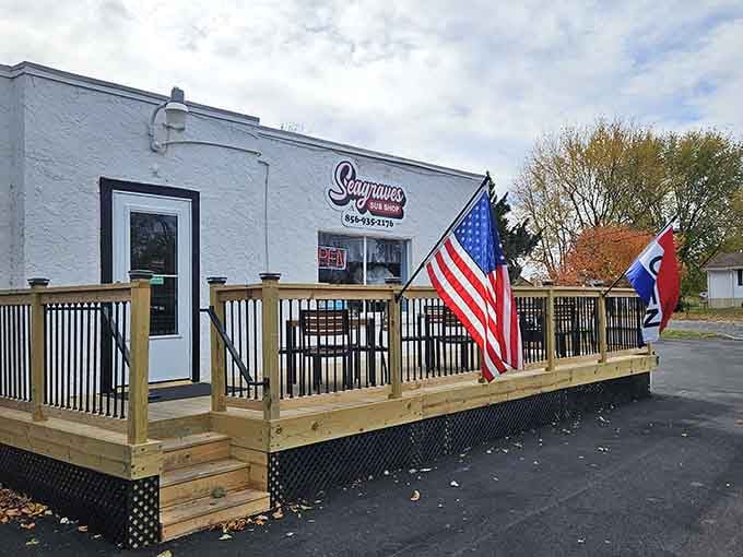 Seagrave's flies the flags proudly, serving up food and patriotism in equal, generous portions to hungry locals.