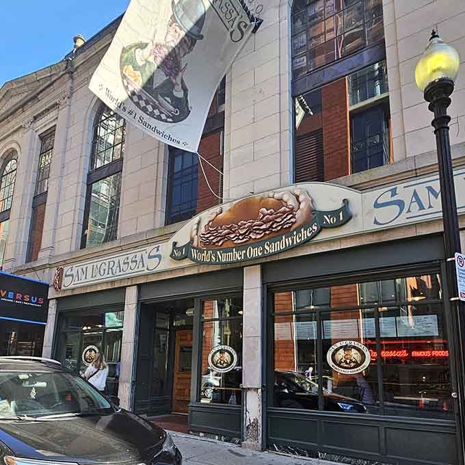 The exterior signage proudly proclaims "World's Number One Sandwiches," a bold claim nobody's rushing to dispute after lunch.