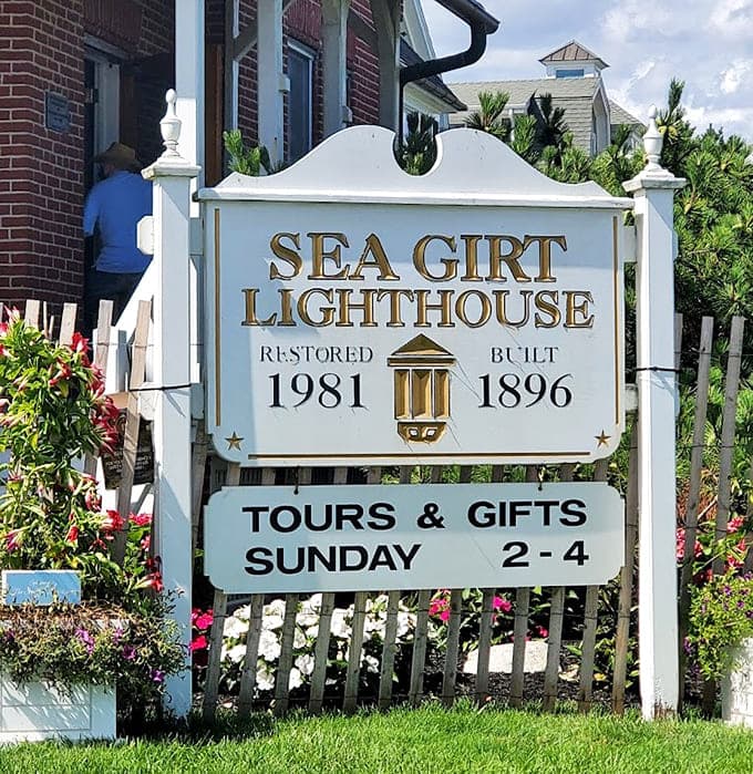 The sign says it all: this unique lighthouse has been guiding visitors and ships since the 19th century.