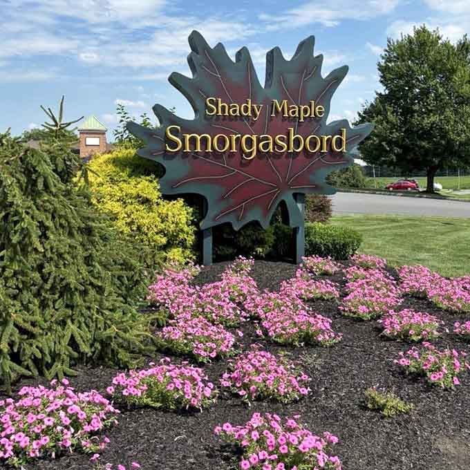 The iconic maple leaf sign welcomes visitors like an old friend, promising the feast of a lifetime just inside.