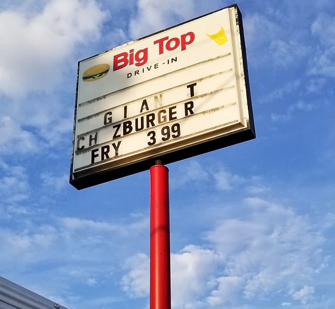 The sign says it all&mdash;no fancy fonts or clever wordplay needed. Just the straightforward promise of a giant cheeseburger that won't disappoint.