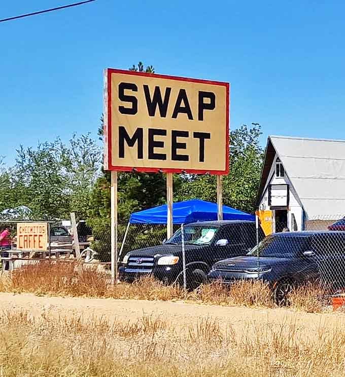 The iconic sign that stops traffic. Simple, straightforward, and promising exactly what it delivers&mdash;the thrill of the unexpected find.