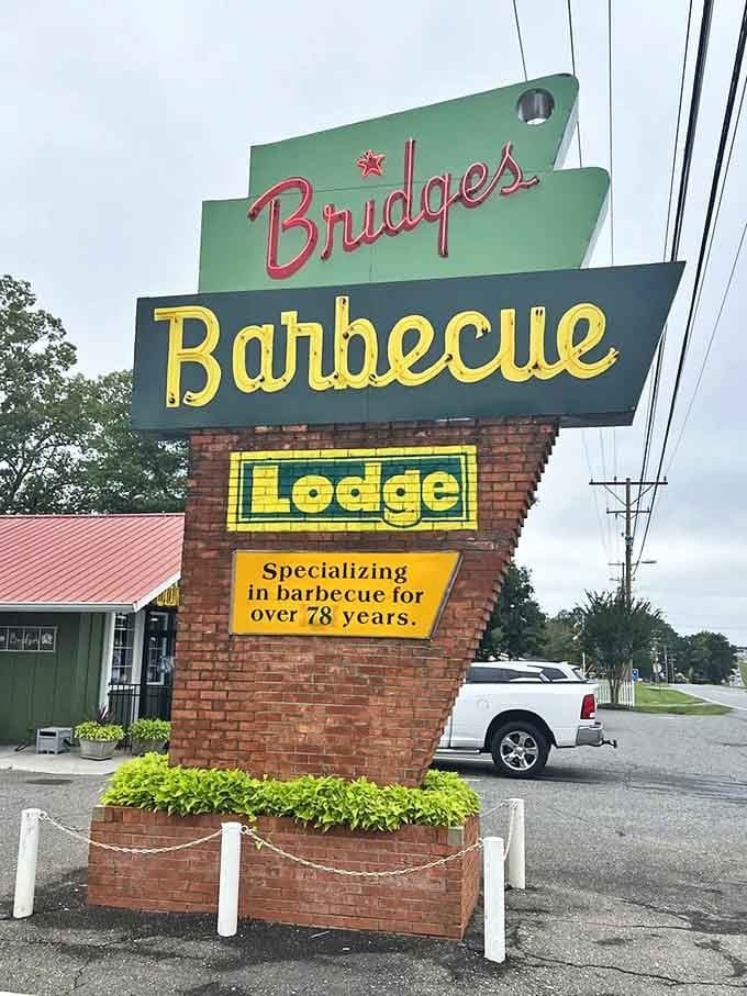 A sign that doesn't just advertise a restaurant but proclaims a heritage. Seventy-eight years of smoke signals saying "This is the real deal."