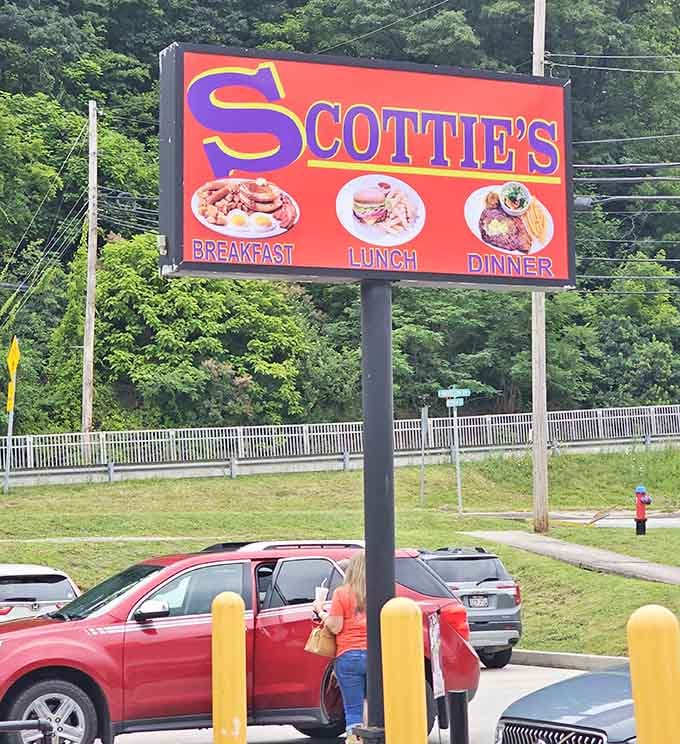 Scottie's sign stands proud against the West Virginia greenery, a beacon of hope for hungry travelers and locals alike.