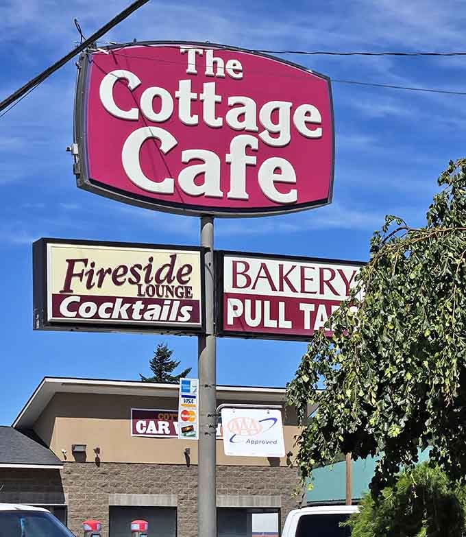The beacon of breakfast hope&mdash;that pink sign has guided hungry travelers through mountain passes and morning hunger pangs for generations.