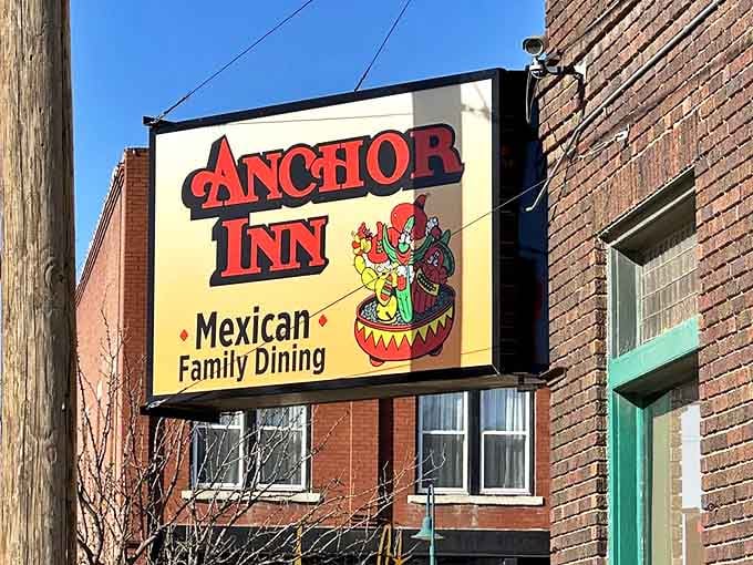 The beacon that guides hungry travelers&mdash;Anchor Inn's sign promises Mexican family dining that delivers on flavor without breaking the bank.
