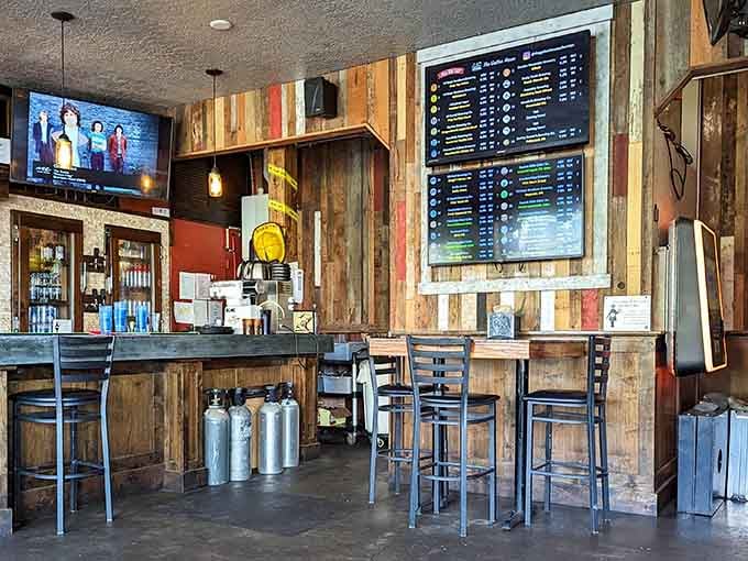 Inside The Gallon House, reclaimed wood and craft beer create the kind of atmosphere where strangers become friends naturally.