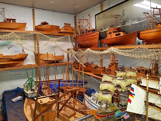 An impressive collection of handcrafted ships proving someone here really loves the maritime life and details.