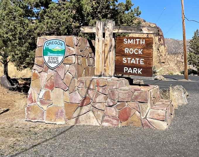 The welcome sign marks the entrance to what many consider Oregon's most photogenic state park, and they're not wrong.