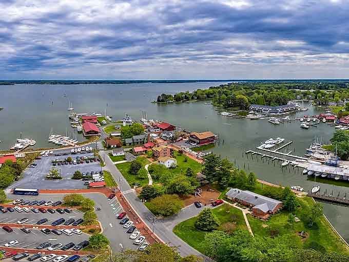 From above, St. Michaels reveals its secret: it's where land and water dance together perfectly.