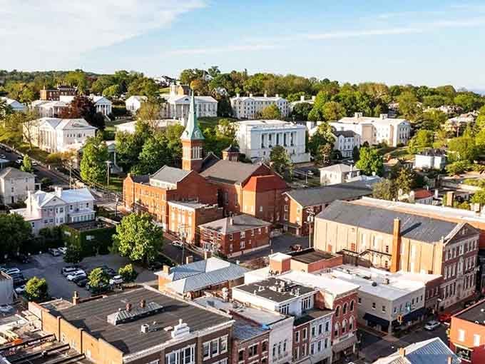 From above, Staunton looks like someone carefully arranged a postcard, except it's real and you can actually visit anytime you want.