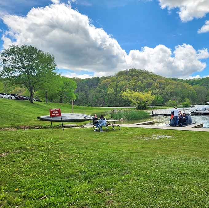Spring brings visitors to the boat launch, where adventure begins and worries about Monday morning temporarily cease to exist.