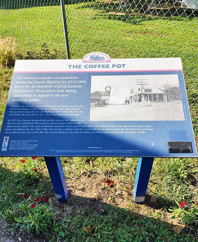 The historical marker tells the full story, from Lincoln Highway lunch stand to beloved local landmark.