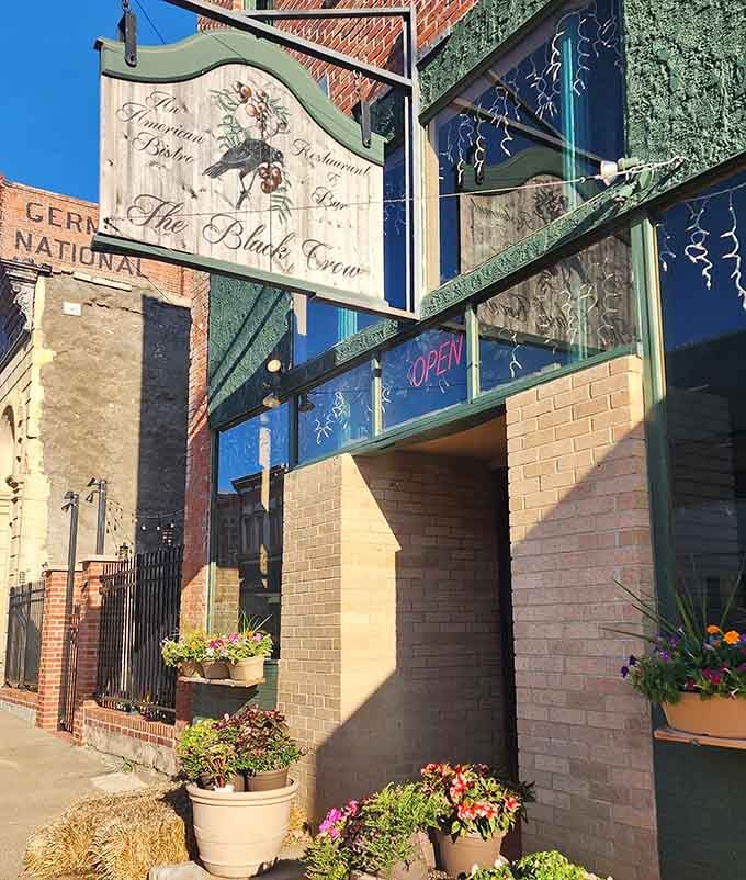 The Black Crow Restaurant's charming exterior hints at the culinary delights within—where farm-to-table isn't a trend but simply how things have always been done.