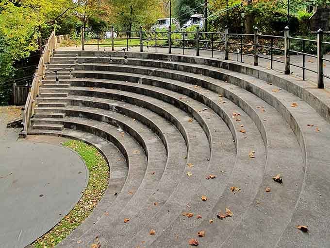 An open-air amphitheater on the grounds because apparently this castle does everything, including outdoor performances.