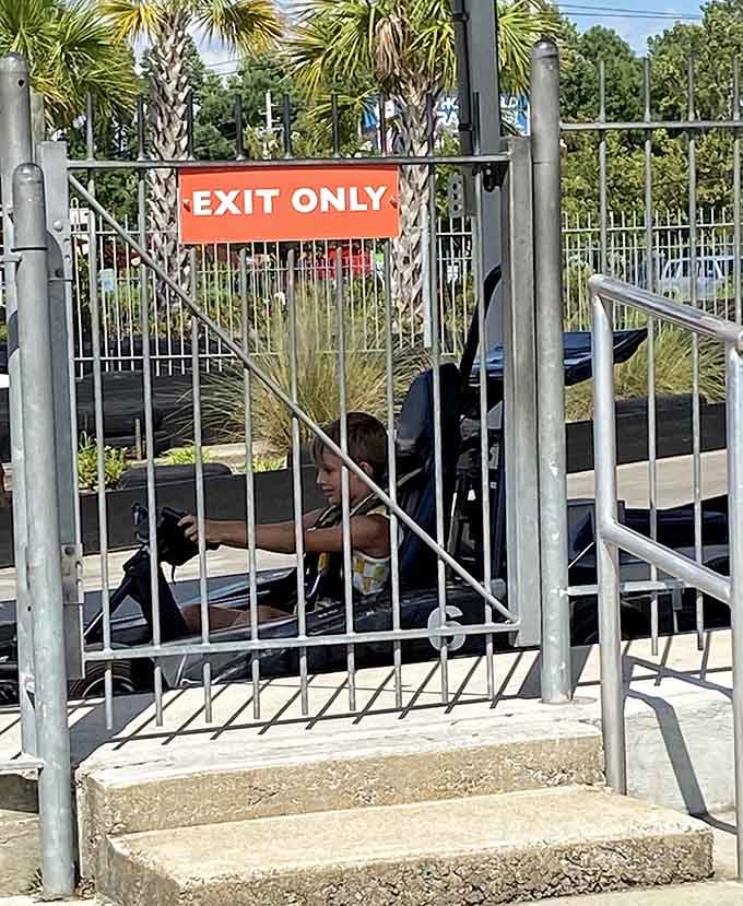 The exit gate that nobody wants to use because leaving means the racing is over, at least until next time.