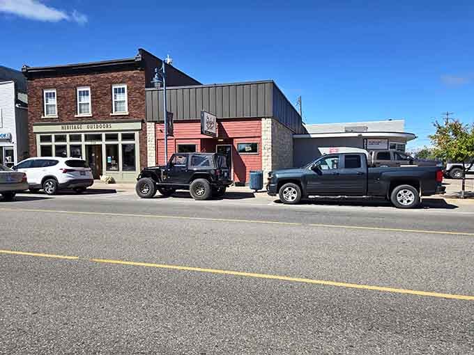 Downtown Sault Ste. Marie's streetscape includes this gem, proving great food exists in unexpected Upper Peninsula locations.