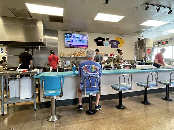 Counter seating with a view of the action means you can watch your sandwich being crafted with care and precision.