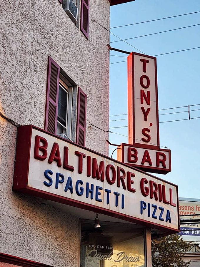 Tony's Bar announces itself with the confidence of a place that's earned every letter on that sign.