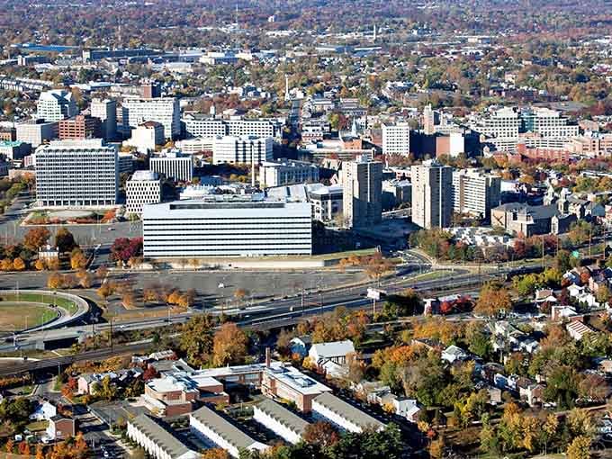 From above, Trenton reveals its perfect positioning—close enough to major cities for weekend jaunts, far enough away for rent that won't make you faint.