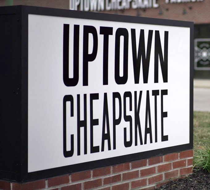 Bold signage that doesn't apologize for helping you look good while keeping your financial dignity completely intact.