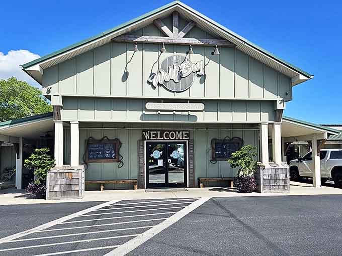 Wolf Bay Restaurant's rustic exterior promises seafood satisfaction inside, where coastal cuisine awaits hungry travelers in a setting that screams "authentic Gulf Coast."