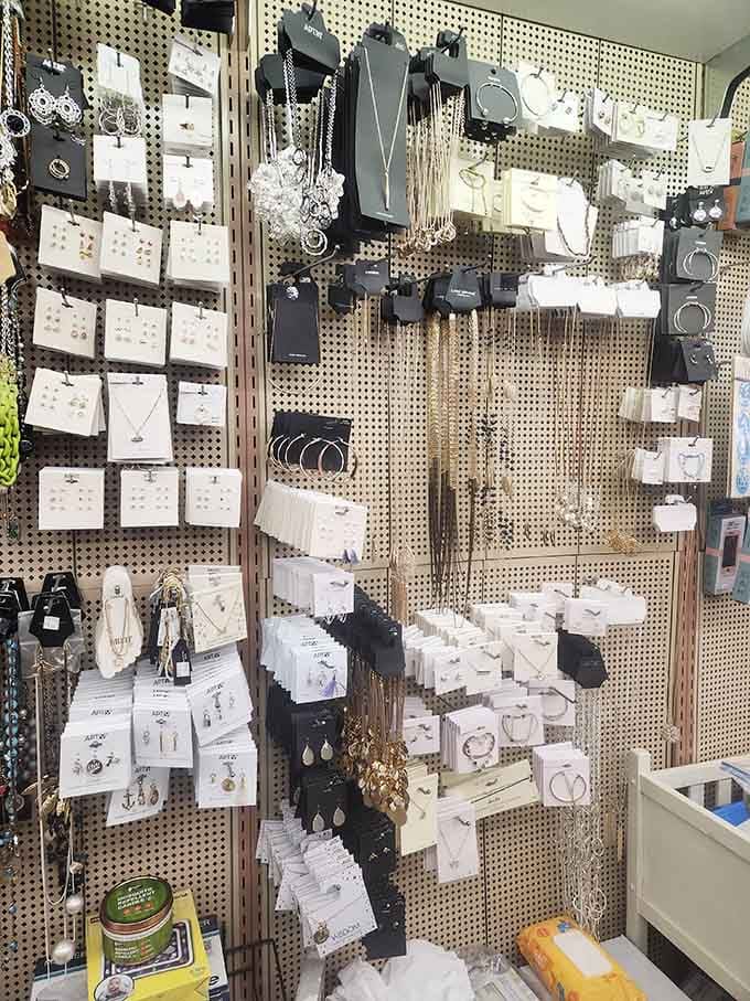 Jewelry display that sparkles with possibility. From statement necklaces to delicate earrings&mdash;someone's perfect accessory is hiding in plain sight.