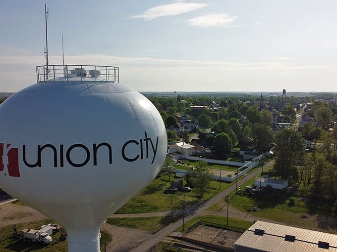 The water tower stands proud over affordable neighborhoods where Social Security checks actually cover monthly living expenses completely.