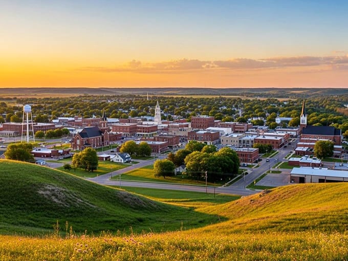 Golden hour over Concordia reveals a town that's found the sweet spot between progress and preserving what matters most.
