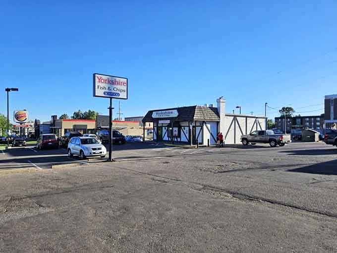 Even from a distance, Yorkshire Fish & Chips stands out in the strip mall landscape&mdash;a beacon of British comfort food amid the Rocky Mountain backdrop.