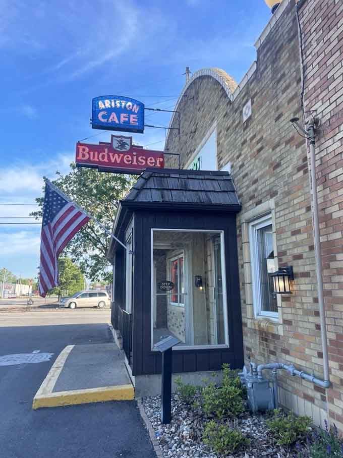 The entrance welcomes you with that unmistakable vintage charm that makes you want to step inside and stay awhile.