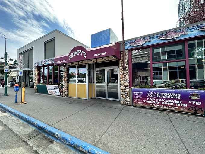 Humpy's storefront promises exactly what it delivers – a genuine Alaskan experience without pretense, where the food and drink speak louder than fancy decor ever could.