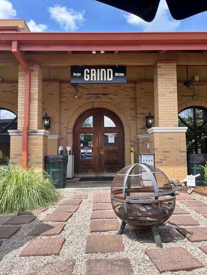 Those wooden doors might as well be a portal to flavor country—the entrance to Grind welcomes you like an old friend.