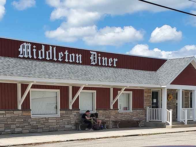 Even the bench outside invites you to sit a spell, proving that Middleton Diner's hospitality extends beyond its four walls.