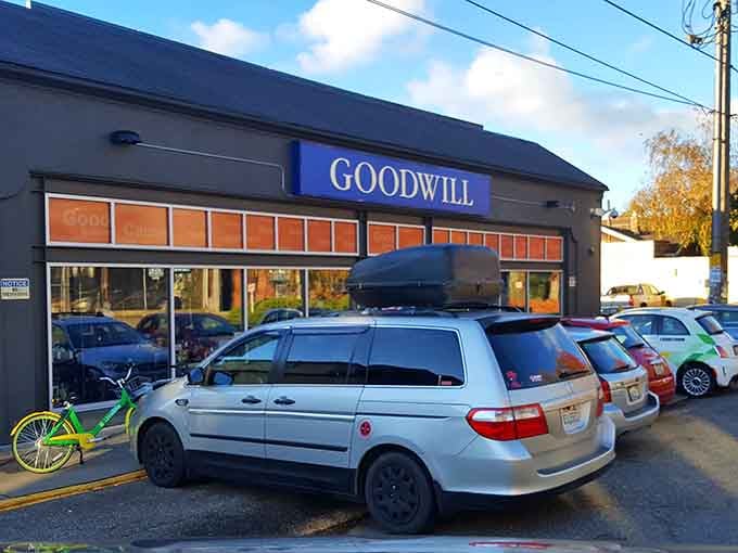 That packed parking lot tells you everything: when locals fight for spots at a thrift store, magic happens.