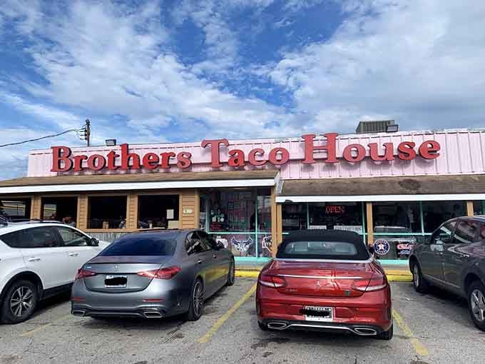 The parking lot tells the real story – luxury cars alongside work trucks, because great tacos are the ultimate social equalizer in Houston.