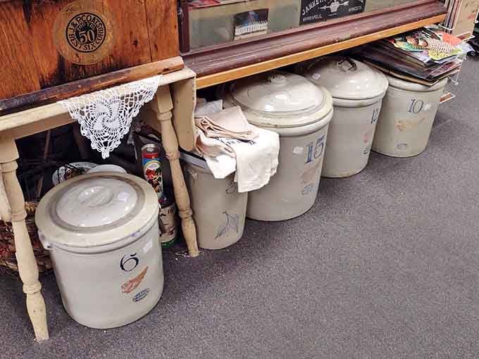 These stoneware crocks once preserved winter provisions for prairie families&mdash;now they're preserving memories instead of pickles and sauerkraut.