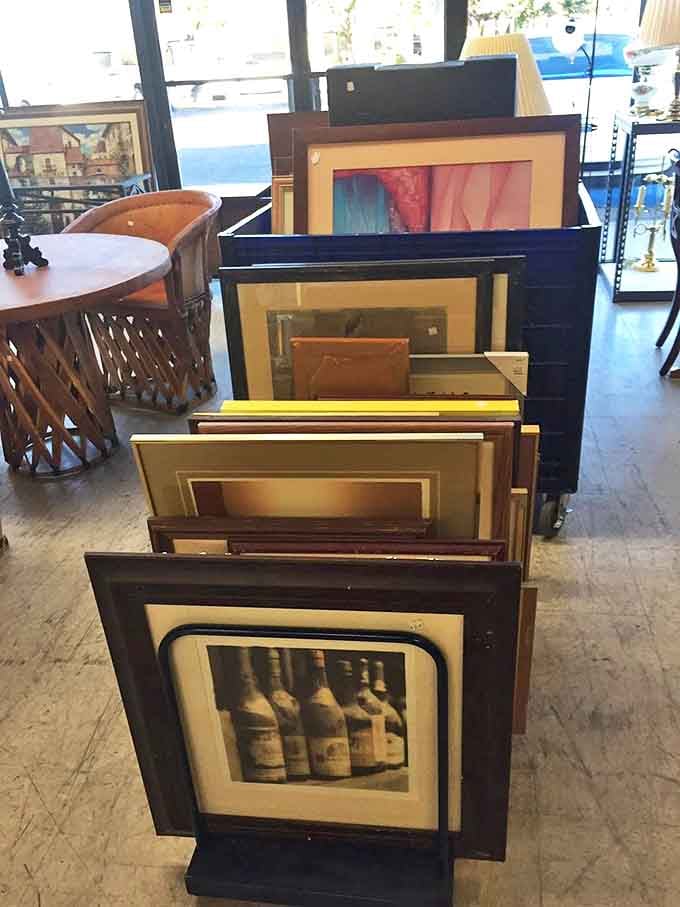 Wall art galore! That framed wine print might be exactly what your dining room needs to feel like that bistro you loved in Santa Fe.