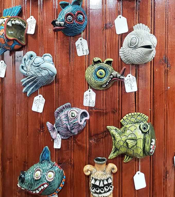 These ceramic fish with their googly eyes and exaggerated expressions are the perfect blend of folk art, whimsy, and coastal Maine charm.