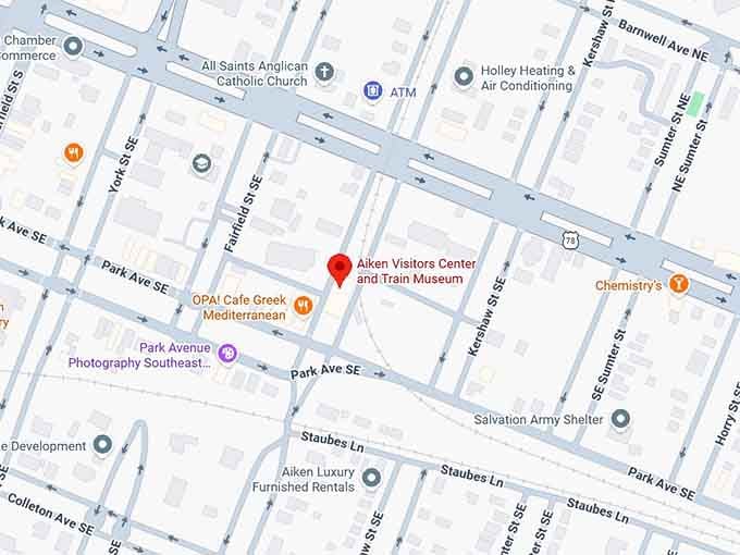 16. aiken visitors center and train museum map