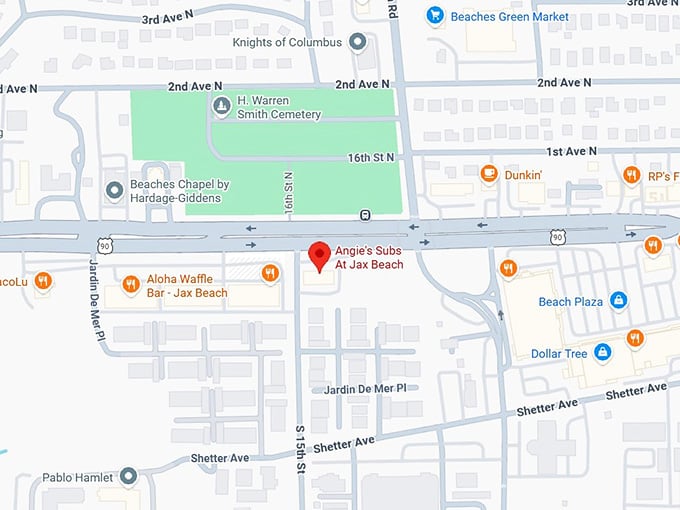 16. angie's subs at jax beach map