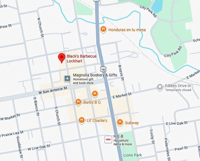 16. black's barbecue lockhart map