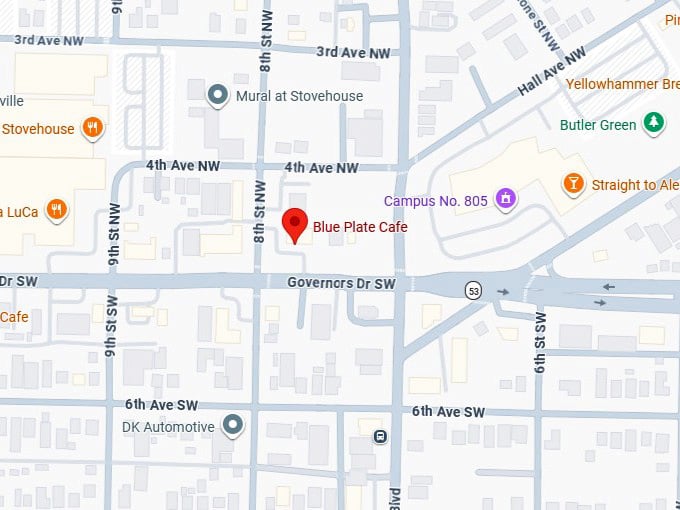 blue plate cafe's map