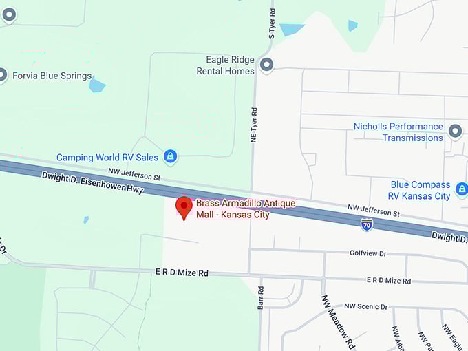 16. brass armadillo antique mall kansas city map