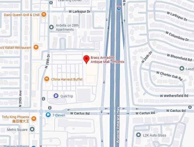 16. brass armadillo antique mall phoenix (12419 n 28th dr) map
