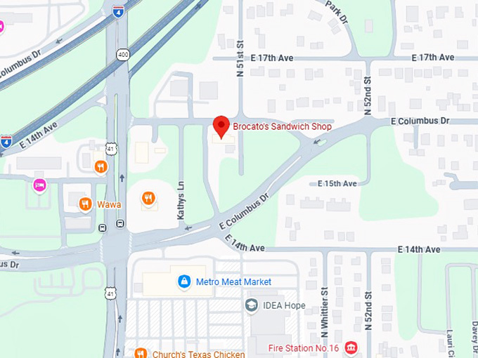 16. brocato's sandwich shop map